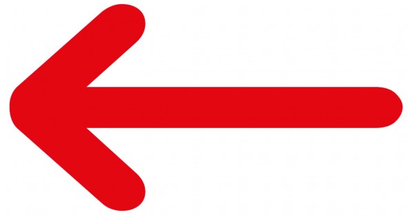 Linker Rode Pijl Een Stokfiguur Met Een Rode Pijl Die Naar Links